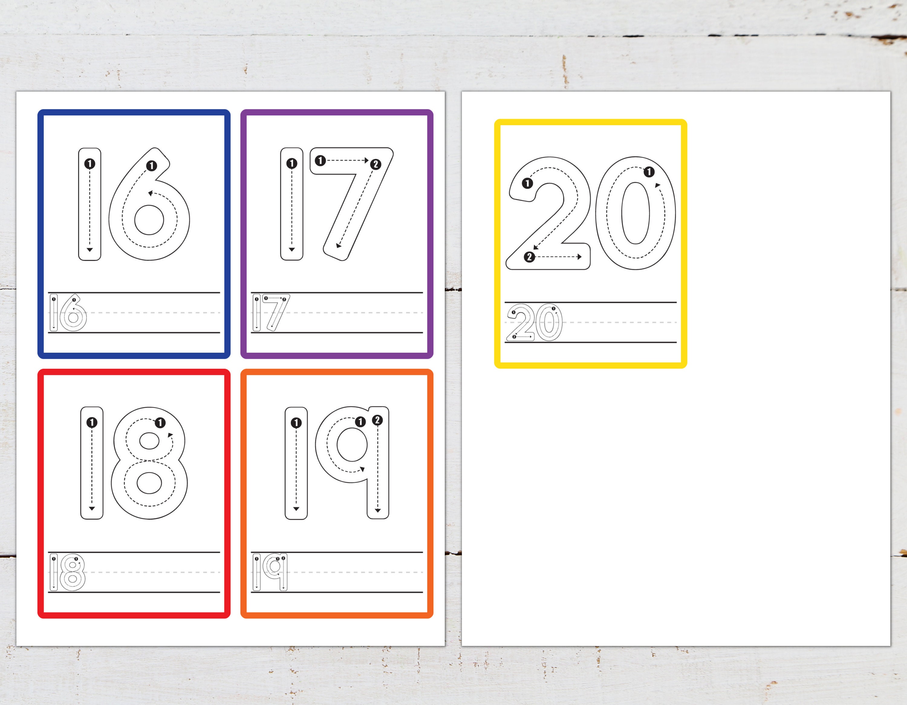 NUMBER Tracing Cards, 1 to 20, INSTANT DOWNLOAD - Etsy