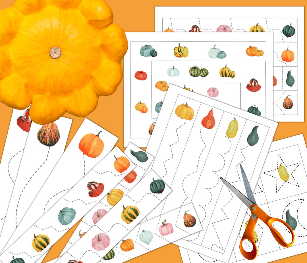 PUMPKINS Cutting Strips, Scissor Practice, Preschool Printable ...