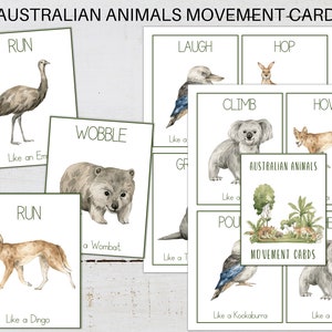 ANIMAL MOVEMENT CARDS, Australian Animals, Calm Down Activity, Kids ...