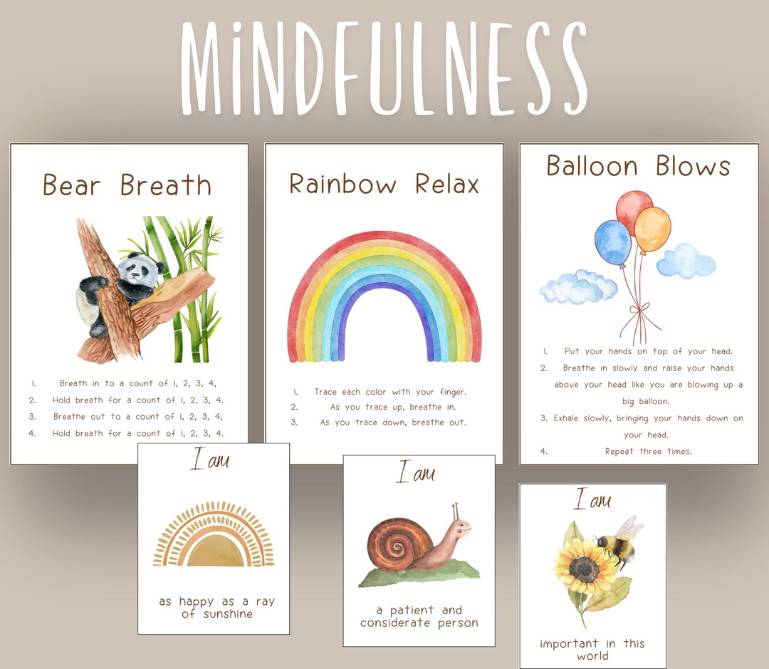 Mindfulness Activity Flashcards, NATURE INSPIRED, Instant Download ...