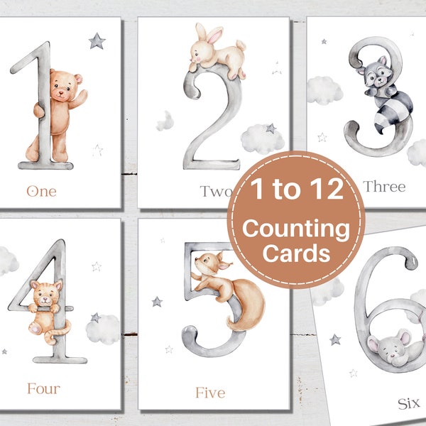Animal Number Cards - Etsy