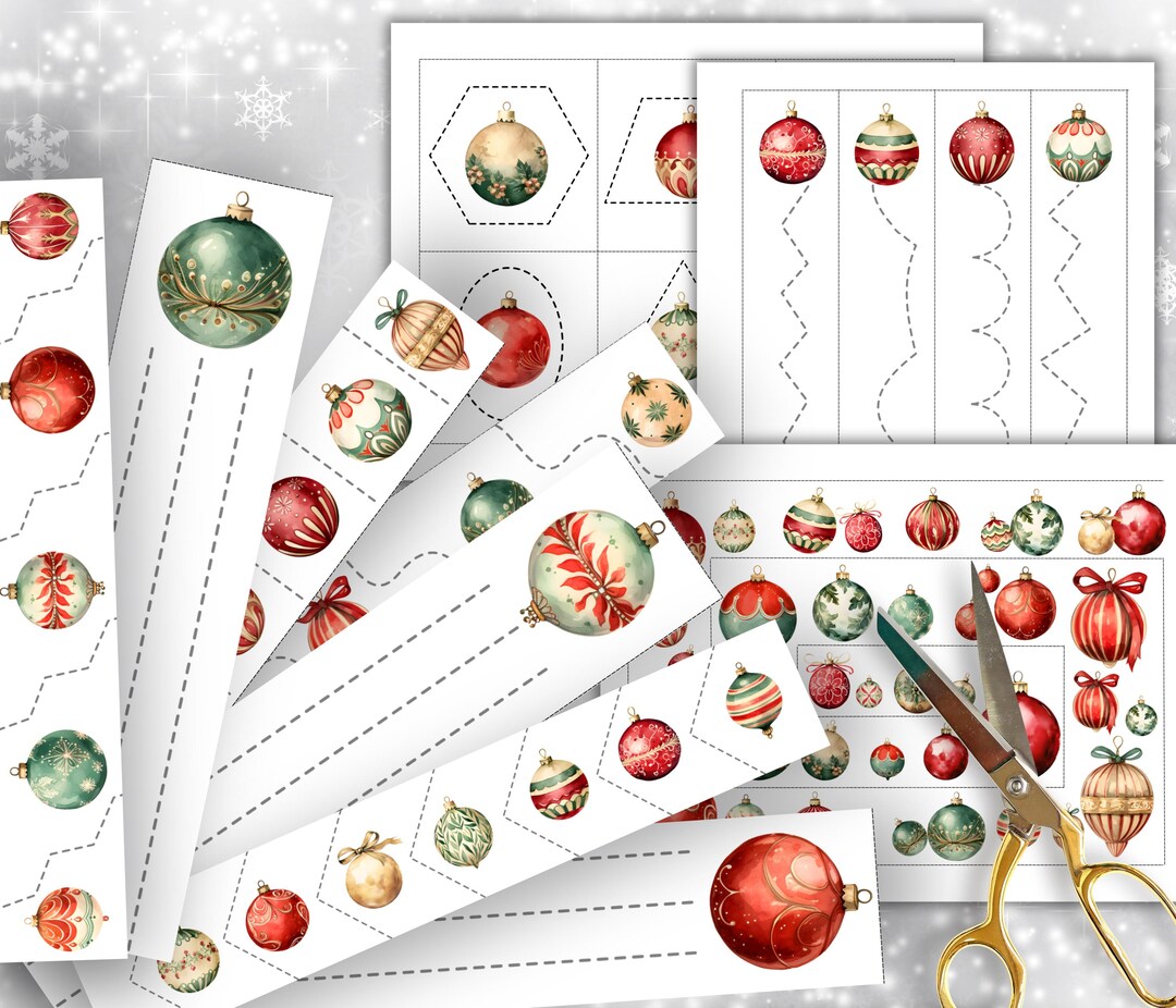 CHRISTMAS Cutting Strips, Scissor Practice, Preschool Printable ...