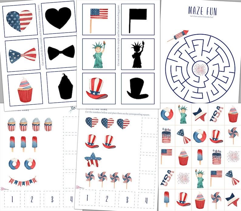4th of July Pre-k and K Activity Pack, Homeschool, Digital, Instant ...