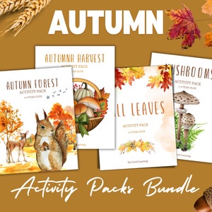AUTUMN BUNDLE, 4 Activity Packs Available Separately, Pre-k ...