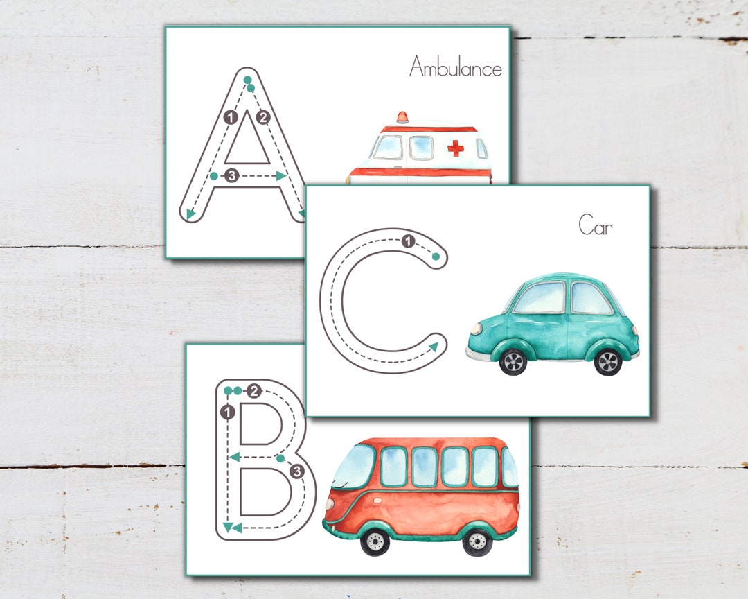 TRANSPORT ABC Tracing Cards, A to Z Tracing, Instant Download - Etsy