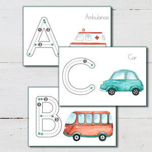 TRANSPORT ABC Tracing Cards, A to Z Tracing, Instant Download - Etsy