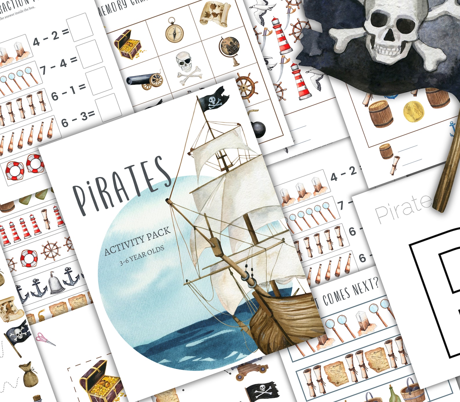 PIRATE Pre-k and K Activity Pack, Homeschool, Digital, Instant DOWNLOAD ...