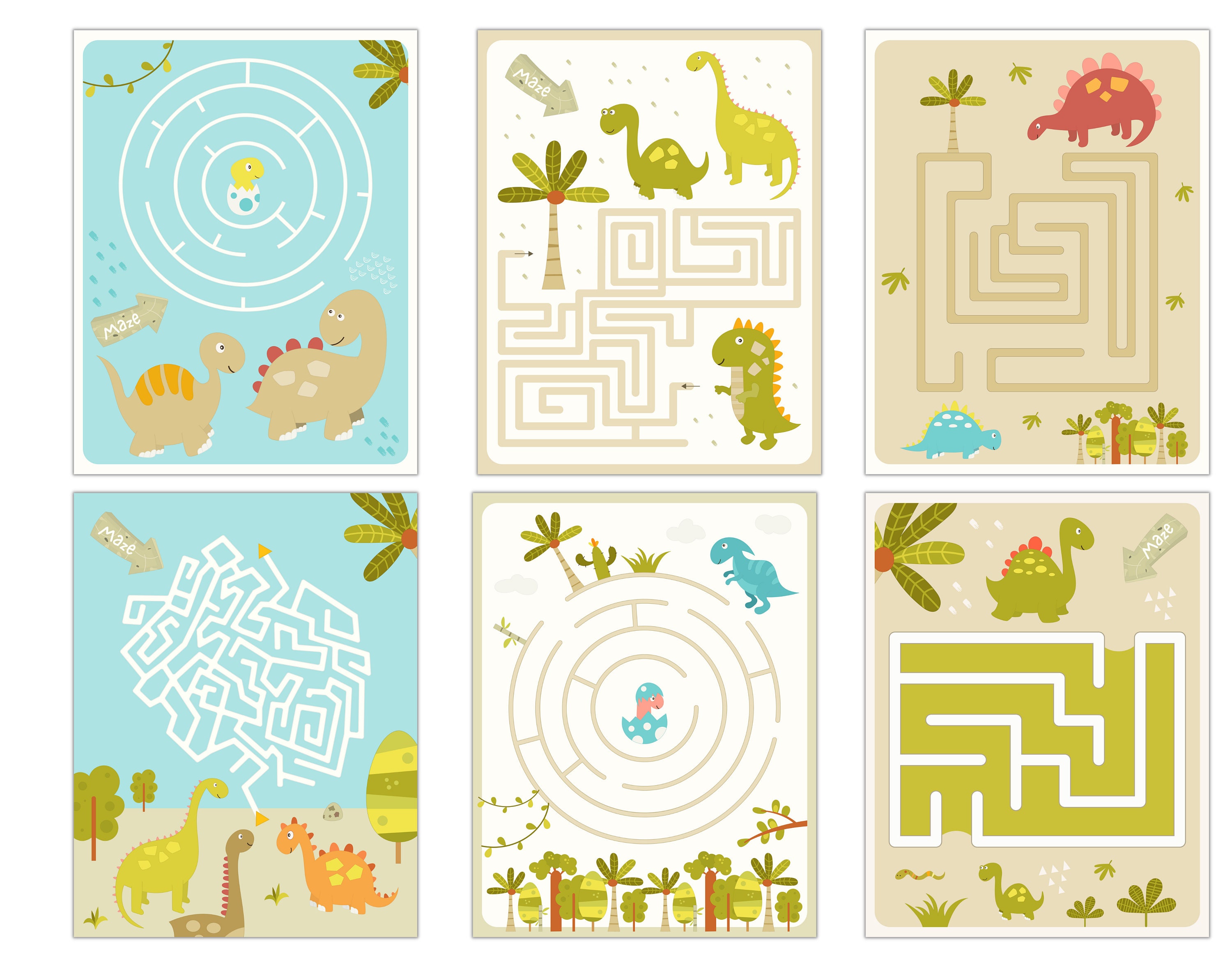 Dinosaurs Themed Maze Activity Pages for Kids, Home School, INSTANT ...
