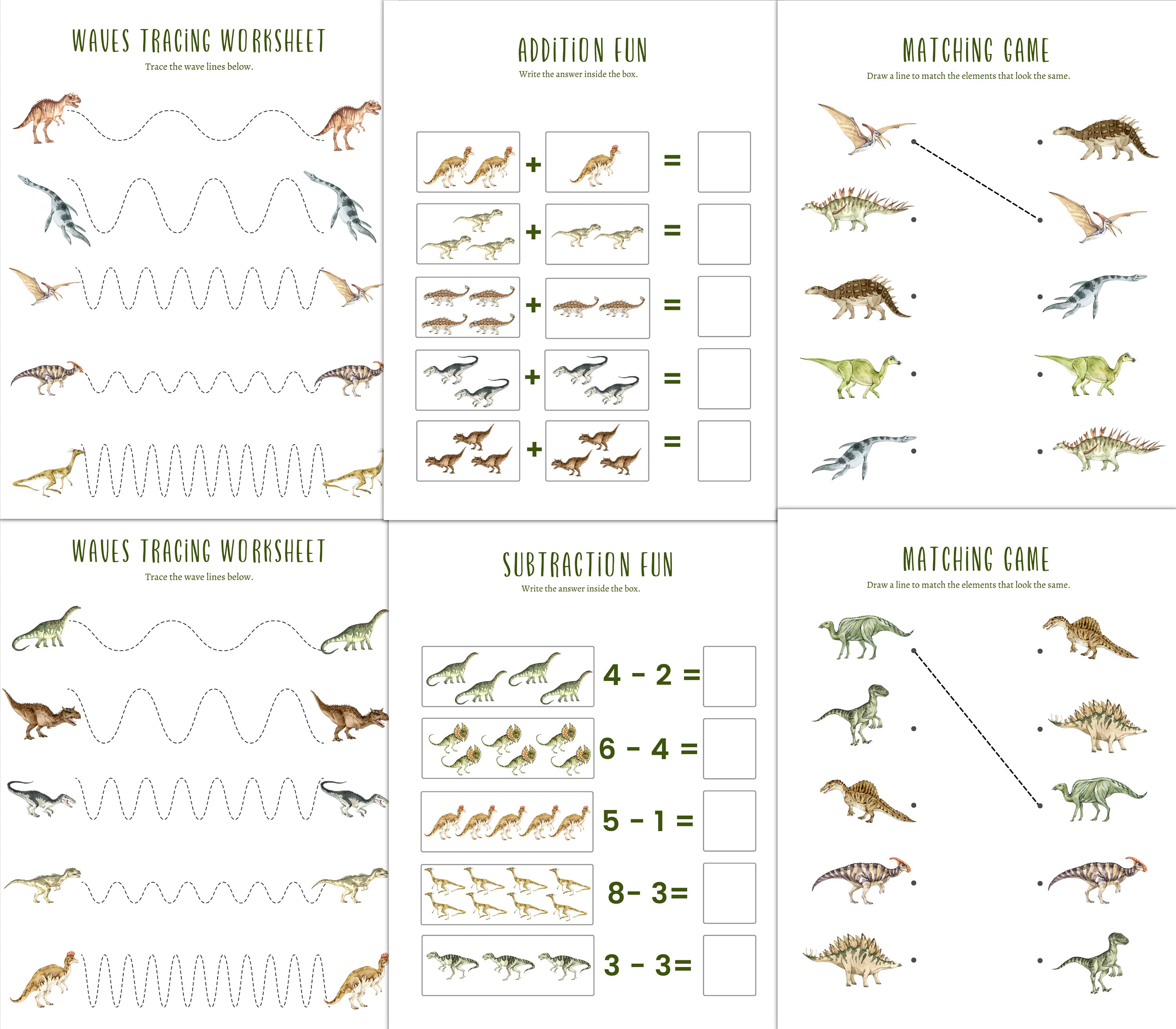 DINOSAUR Pre-k and K Activity Pack, Homeschool, Digital, Instant ...