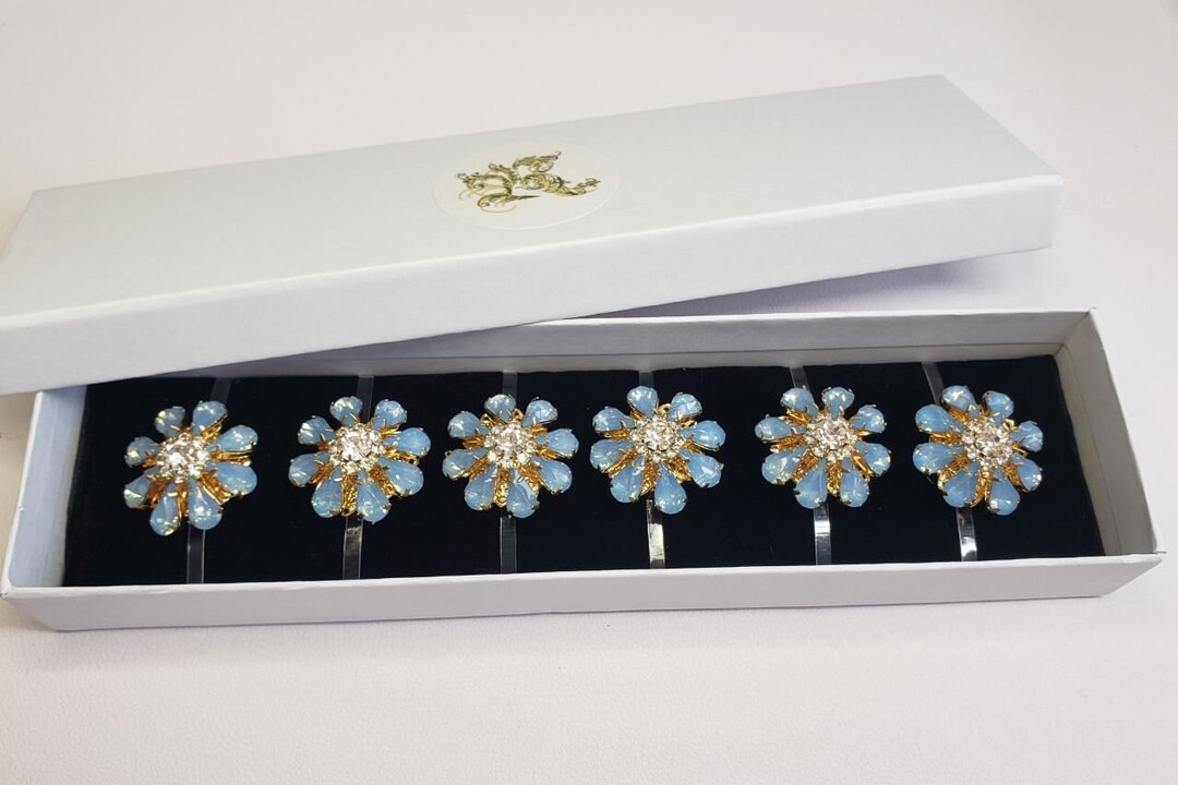 Forget Me Not Flower NO SEW Clip on Button Covers Set of 6 Button ...
