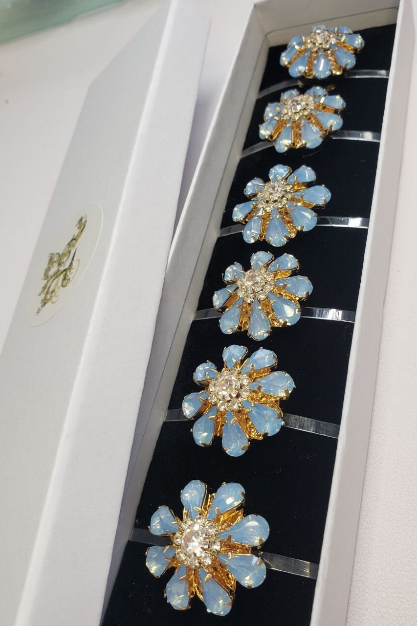 Forget Me Not Flower NO SEW Clip on Button Covers Set of 6 Button ...