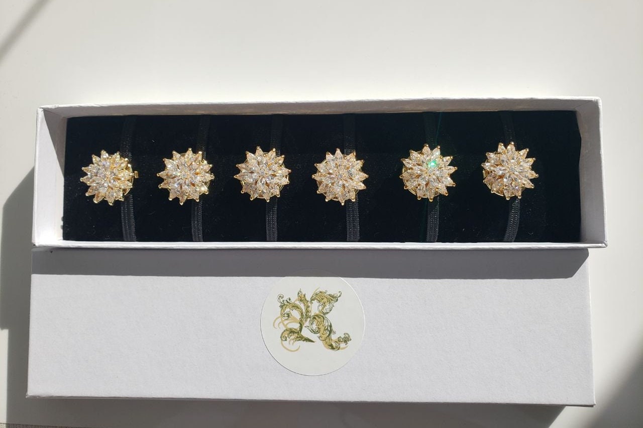 Diamonds Are Forever gold Cubic Zirconia Flower Snowflake NO SEW Clip ...