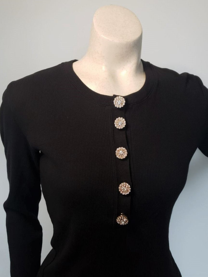 Milan Cubic Zirconia and Rose Gold Silver NO SEW Clip on Button Covers ...