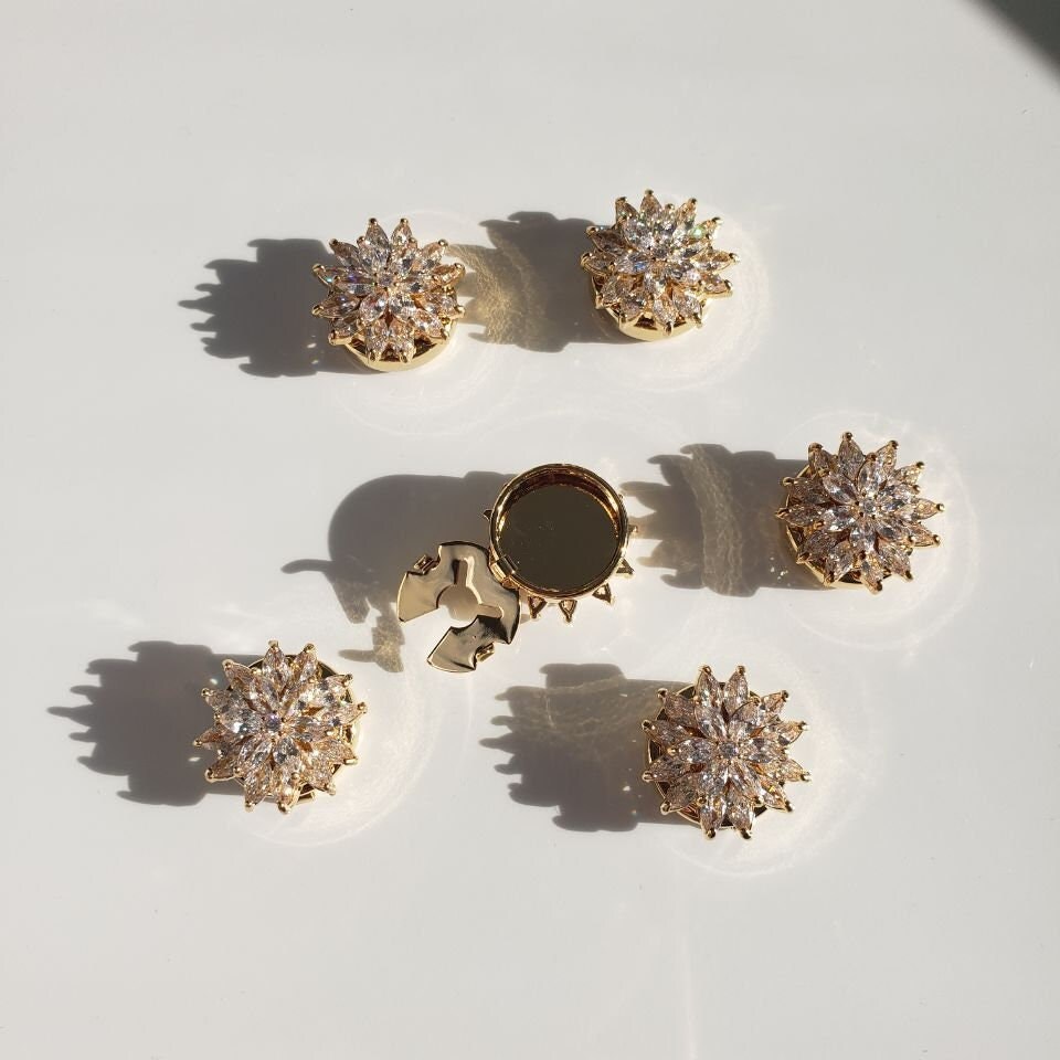 Diamonds Are Forever gold Cubic Zirconia Flower Snowflake NO SEW Clip ...