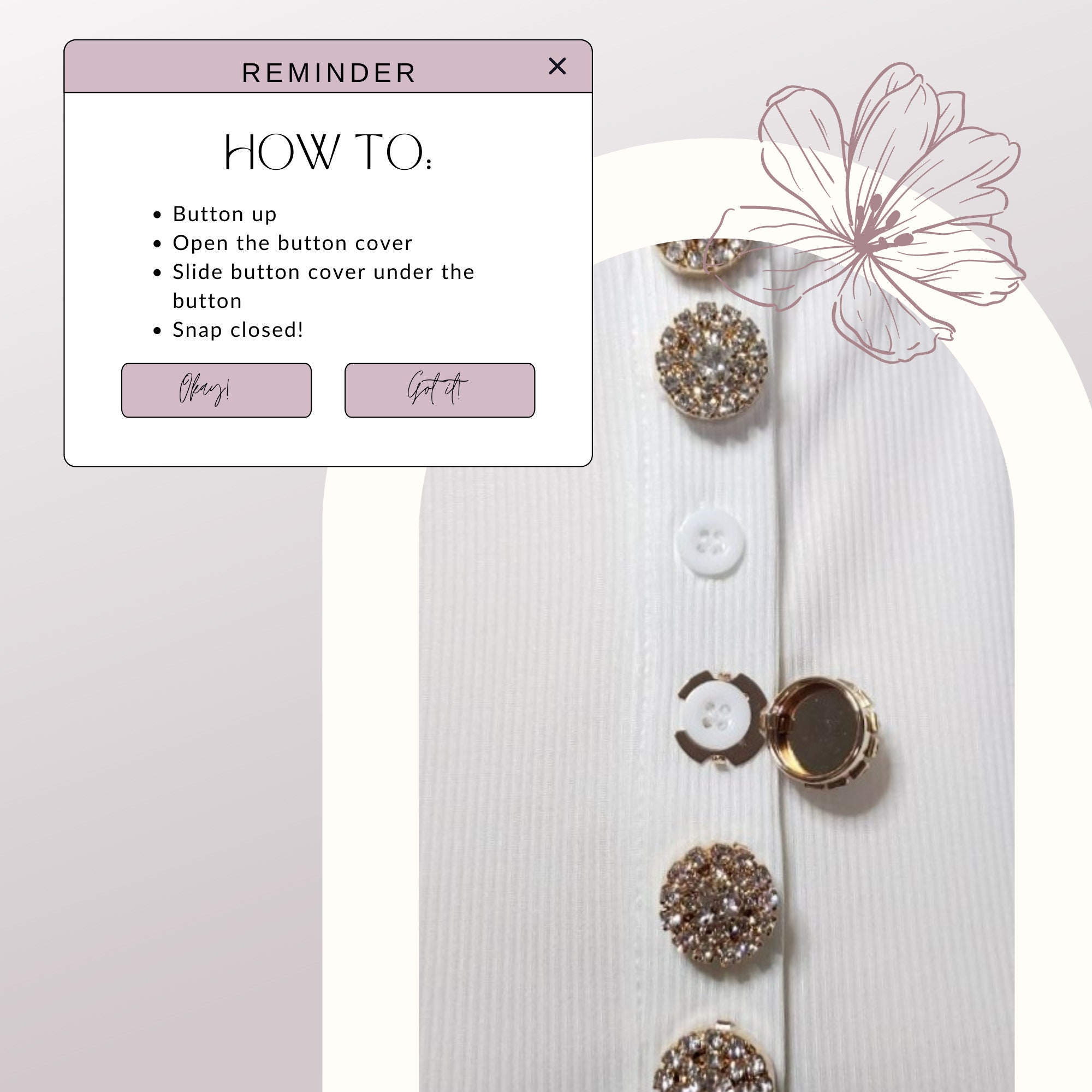 Ebony - NO SEW Clip on Button Covers - Black Rhinestone Fashion ...