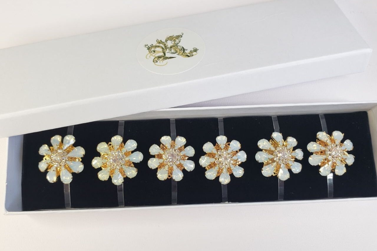 Forget Me Not Flower NO SEW Clip on Button Covers Set of 6 Button ...