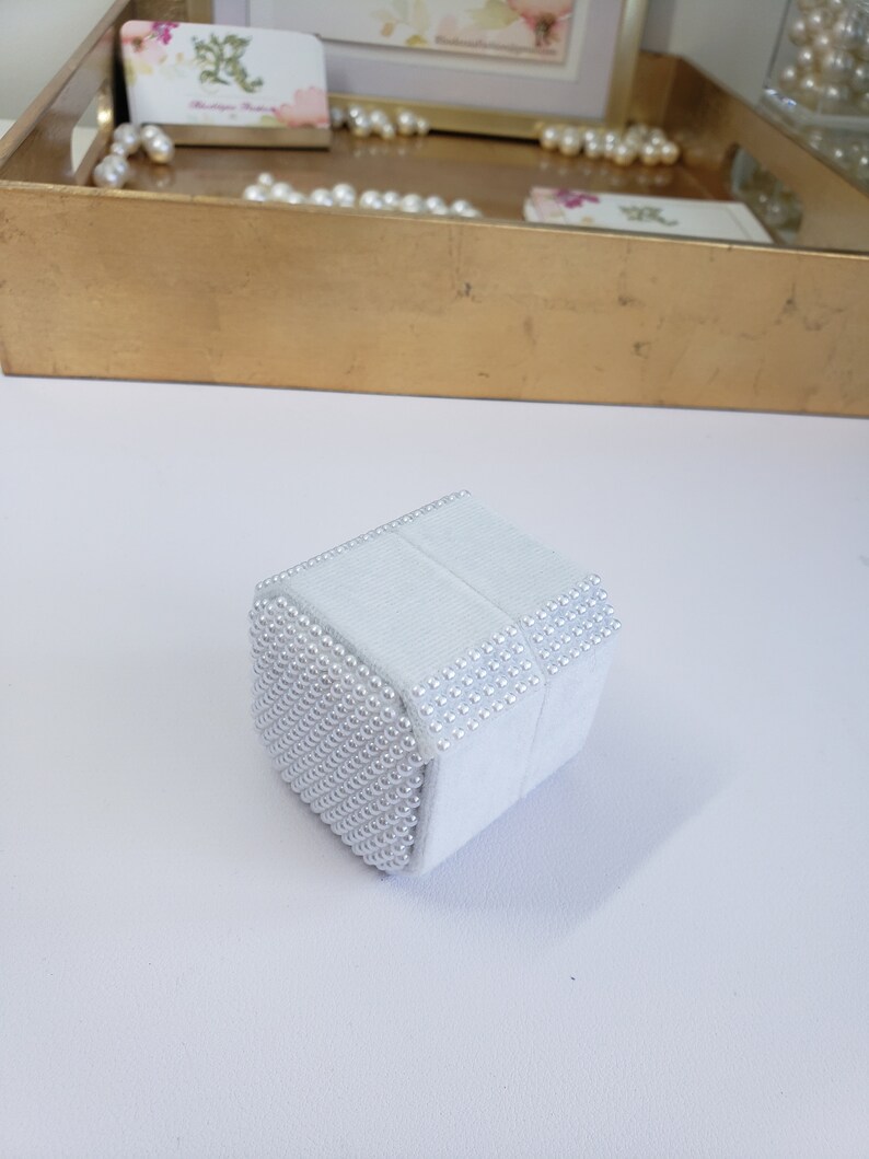 Modern Pearl Ring Box, Pearl Proposal Box, White Velvet Ring Box ...