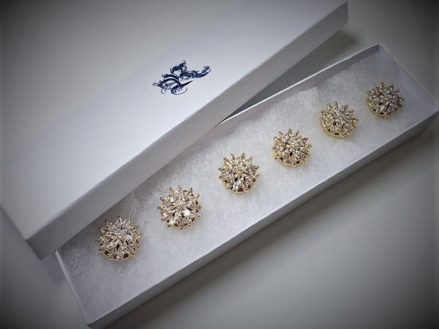 Diamonds Are Forever gold Cubic Zirconia Flower Snowflake NO SEW Clip ...