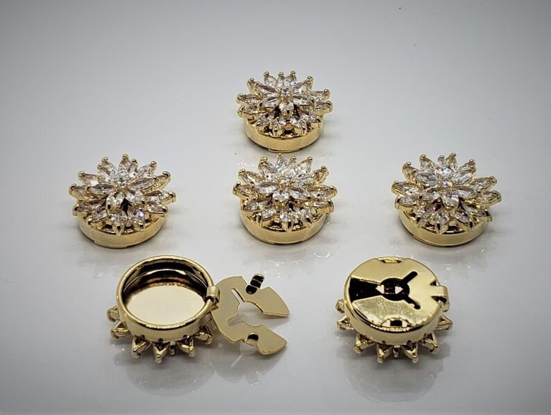 Diamonds Are Forever gold Cubic Zirconia Flower Snowflake NO SEW Clip ...