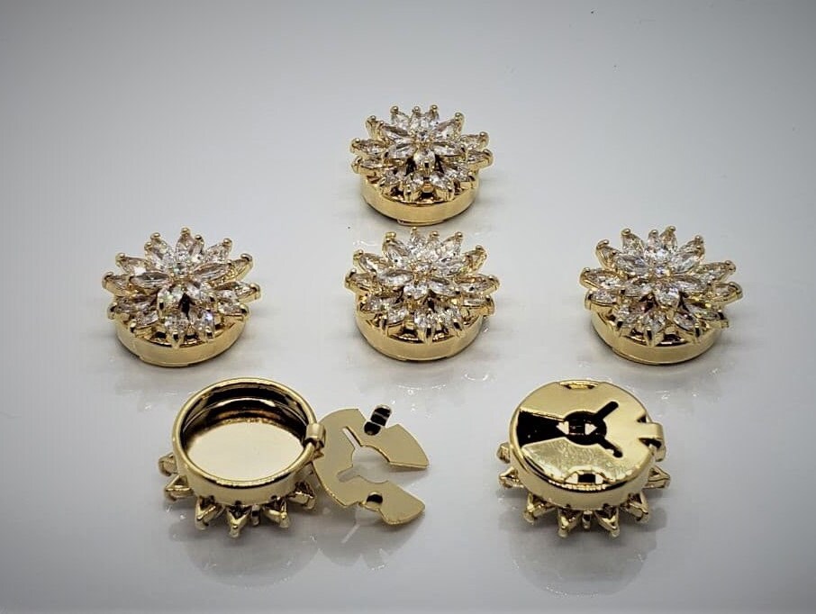 Diamonds Are Forever gold Cubic Zirconia Flower Snowflake NO SEW Clip ...