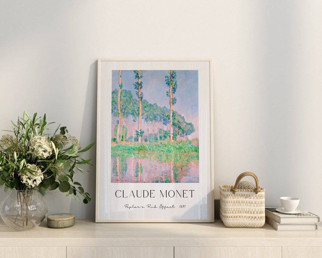 Claude Monet Printable Wall Art, Digital File, Poplars, Pink Effect ...