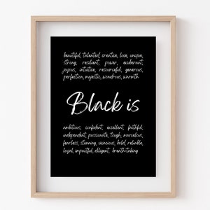 Black is Poster, Printable Black Art, Empowerment Art, Self Love Decor ...