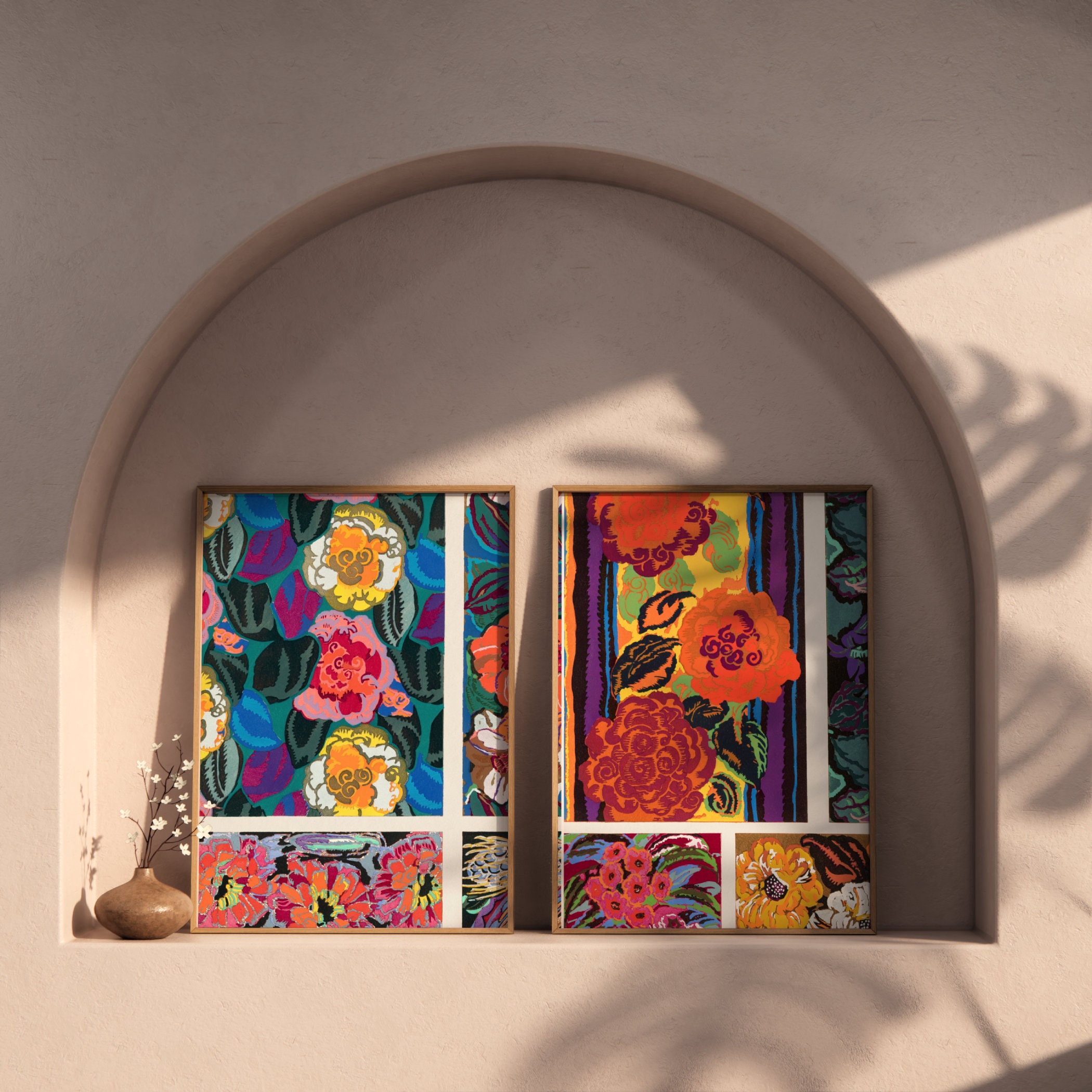 Abstract Gallery Wall Art, Set of 2, Colorful Wall Art, Eclectic Wall ...