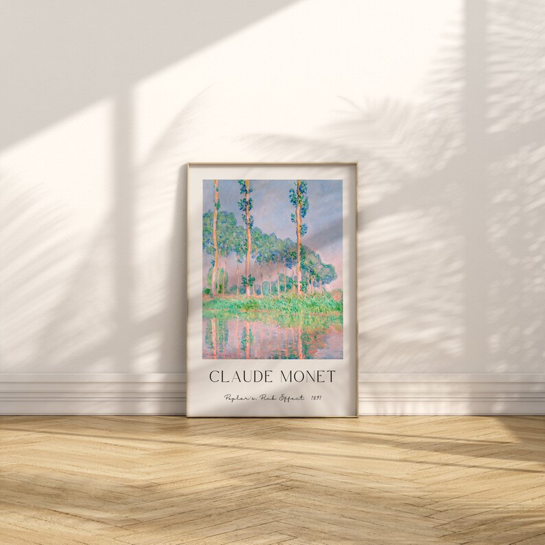 Claude Monet Printable Wall Art, Digital File, Poplars, Pink Effect ...