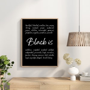 Black is Poster, Printable Black Art, Empowerment Art, Self Love Decor ...