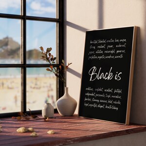 Black is Poster, Printable Black Art, Empowerment Art, Self Love Decor ...