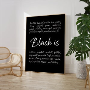 Black is Poster, Printable Black Art, Empowerment Art, Self Love Decor ...
