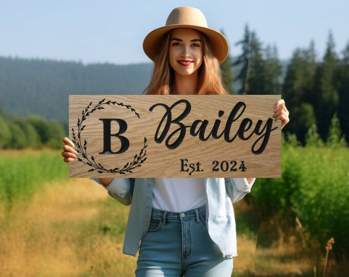 Personalized Family Sign: Unique Last Name Plaque With Monogram and ...