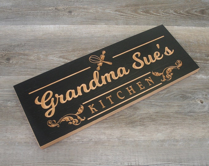 Grandma's Kitchen Sign House Warming Gift Custom Wood Sign Grandparents ...