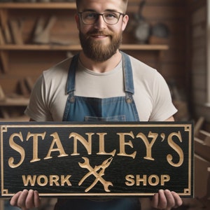 Custom Workshop Sign for Him, Personalized Man Cave - Shop Sign With ...
