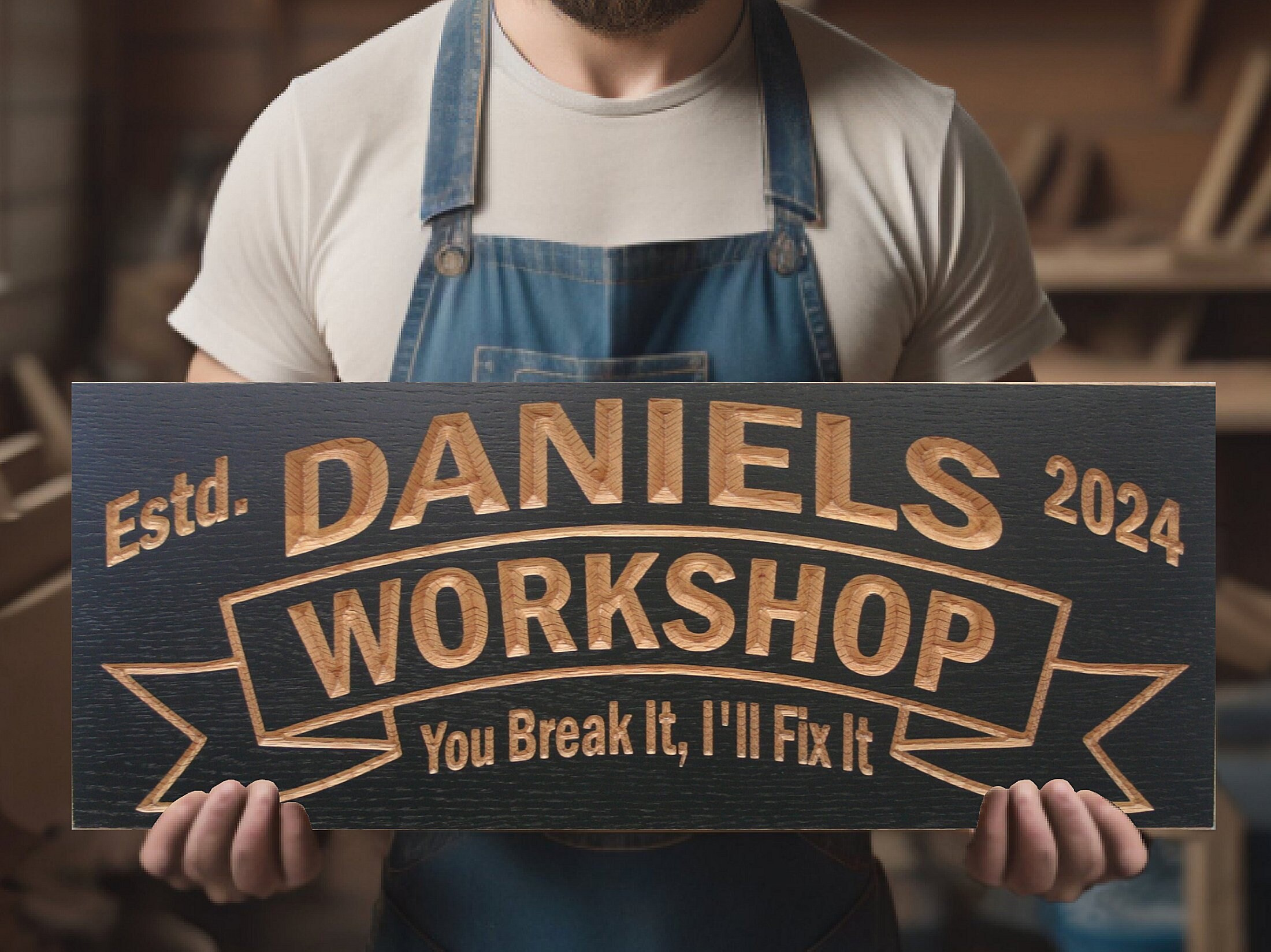 Custom Garage Sign for Dad, Personalized Man Cave Workshop Sign ...