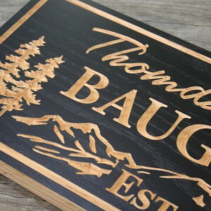 Custom Cabin Decor Rustic Cabin Sign With Trees Personalized Lake House ...