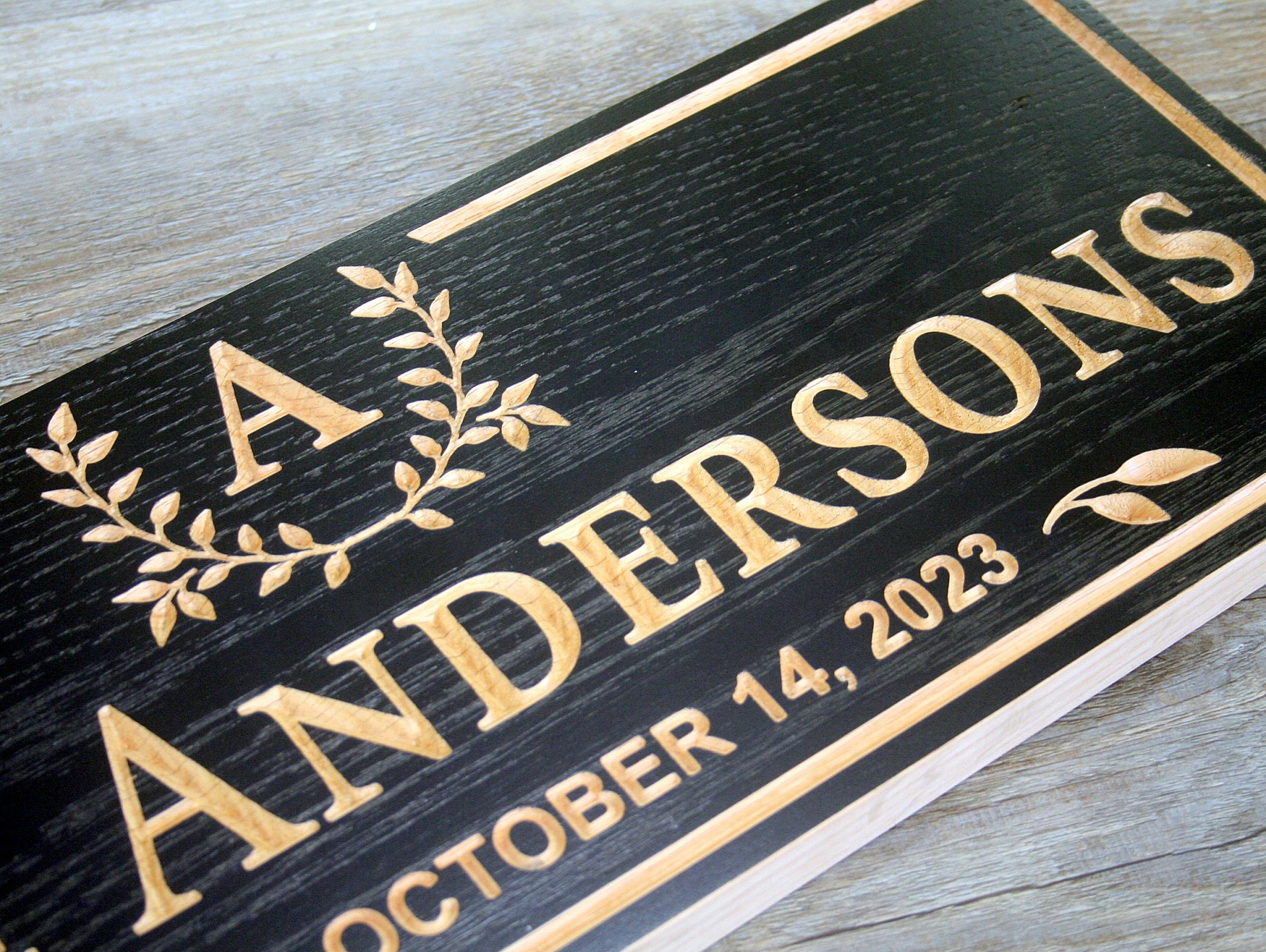 Carved Sign Marriage Gift Personalized Last Name Plaque Rustic Wedding ...