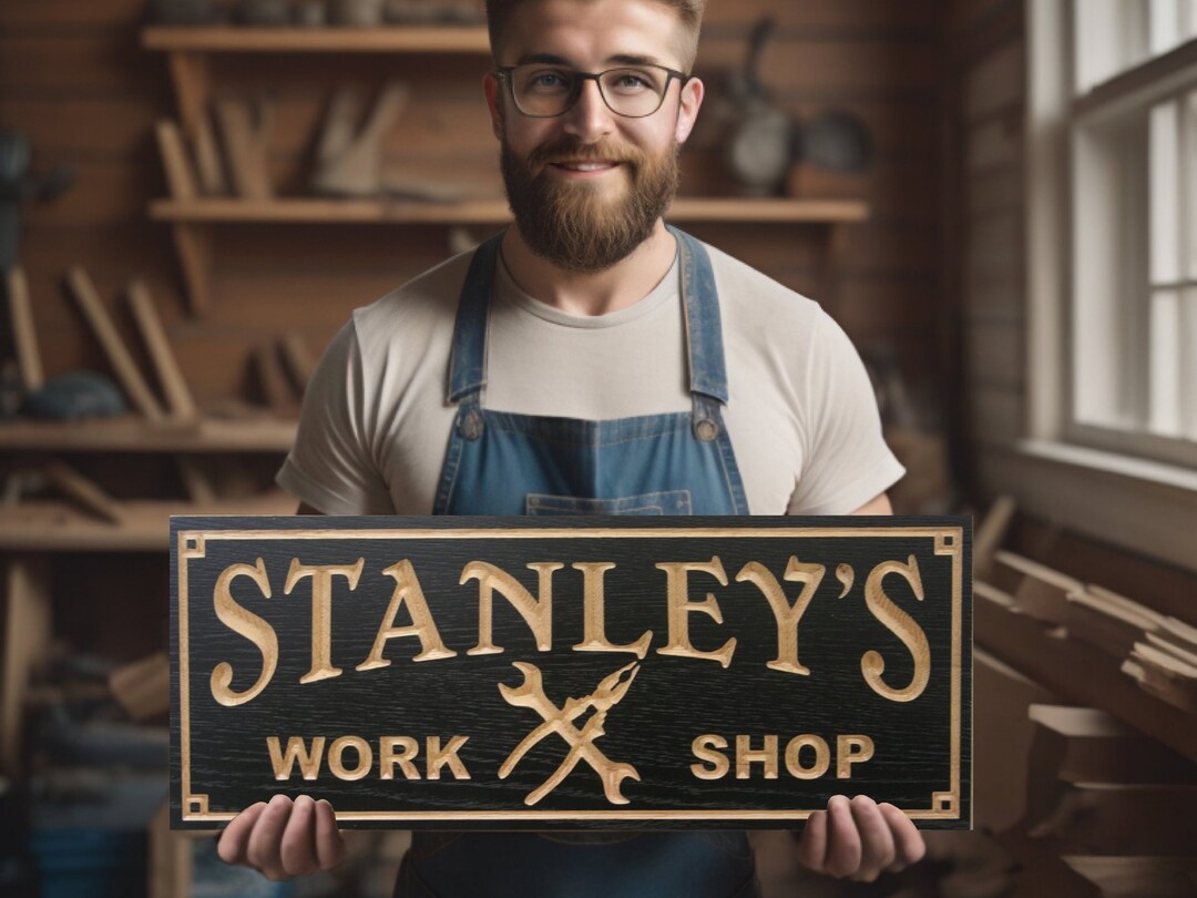 Custom Workshop Sign for Him, Personalized Man Cave - Shop Sign With ...