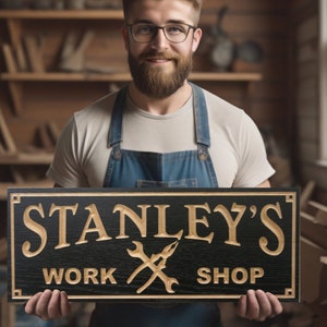 Custom Workshop Sign for Him, Personalized Man Cave - Shop Sign With ...