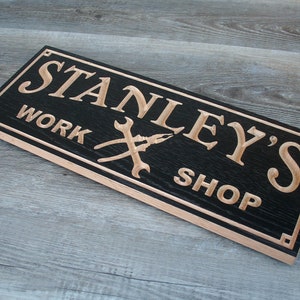 Custom Workshop Sign for Him, Personalized Man Cave - Shop Sign With ...