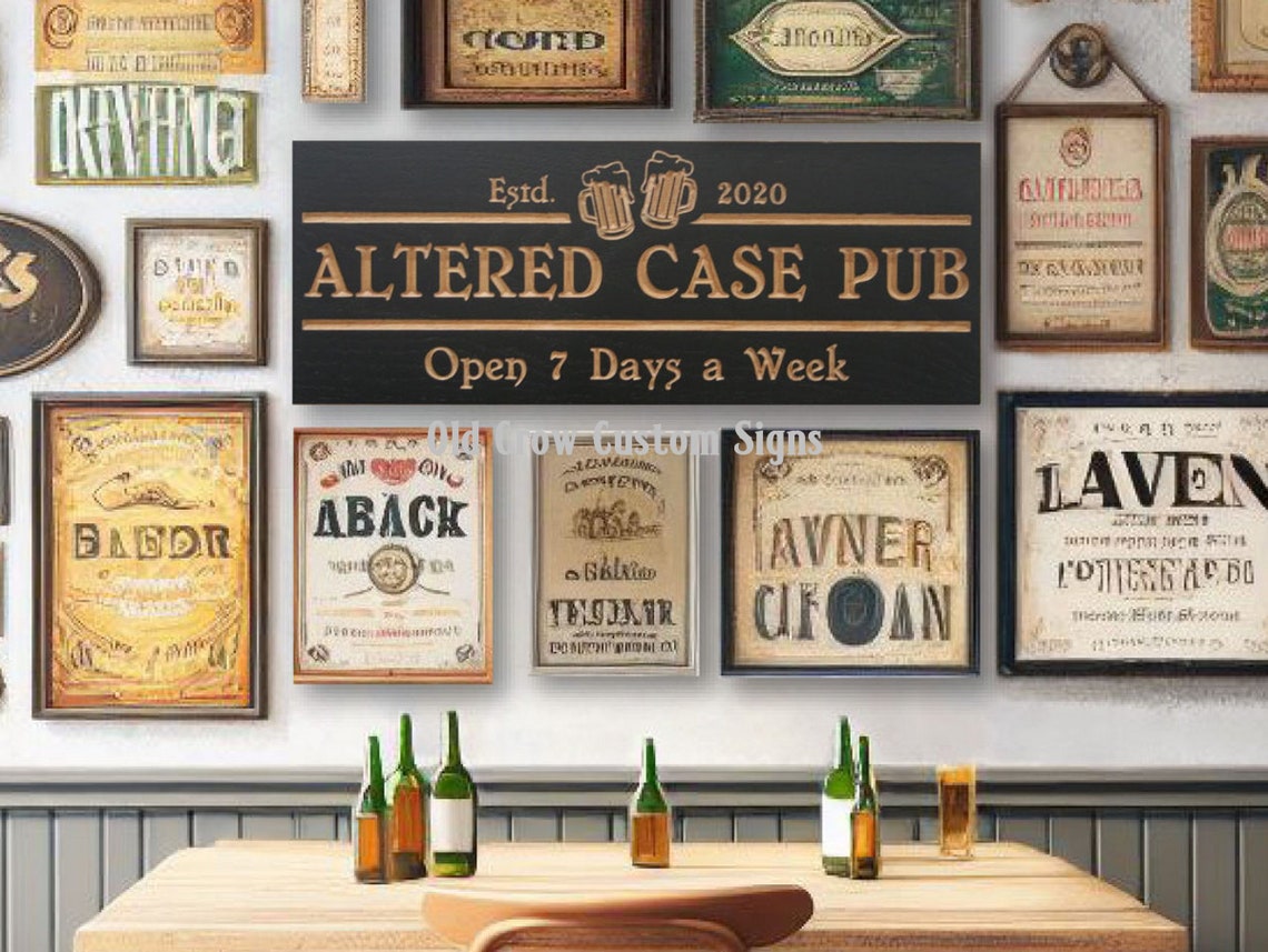 Bar Sign Personalized Custom Wood Bar Sign Man Cave Bar Garage Man Cave ...