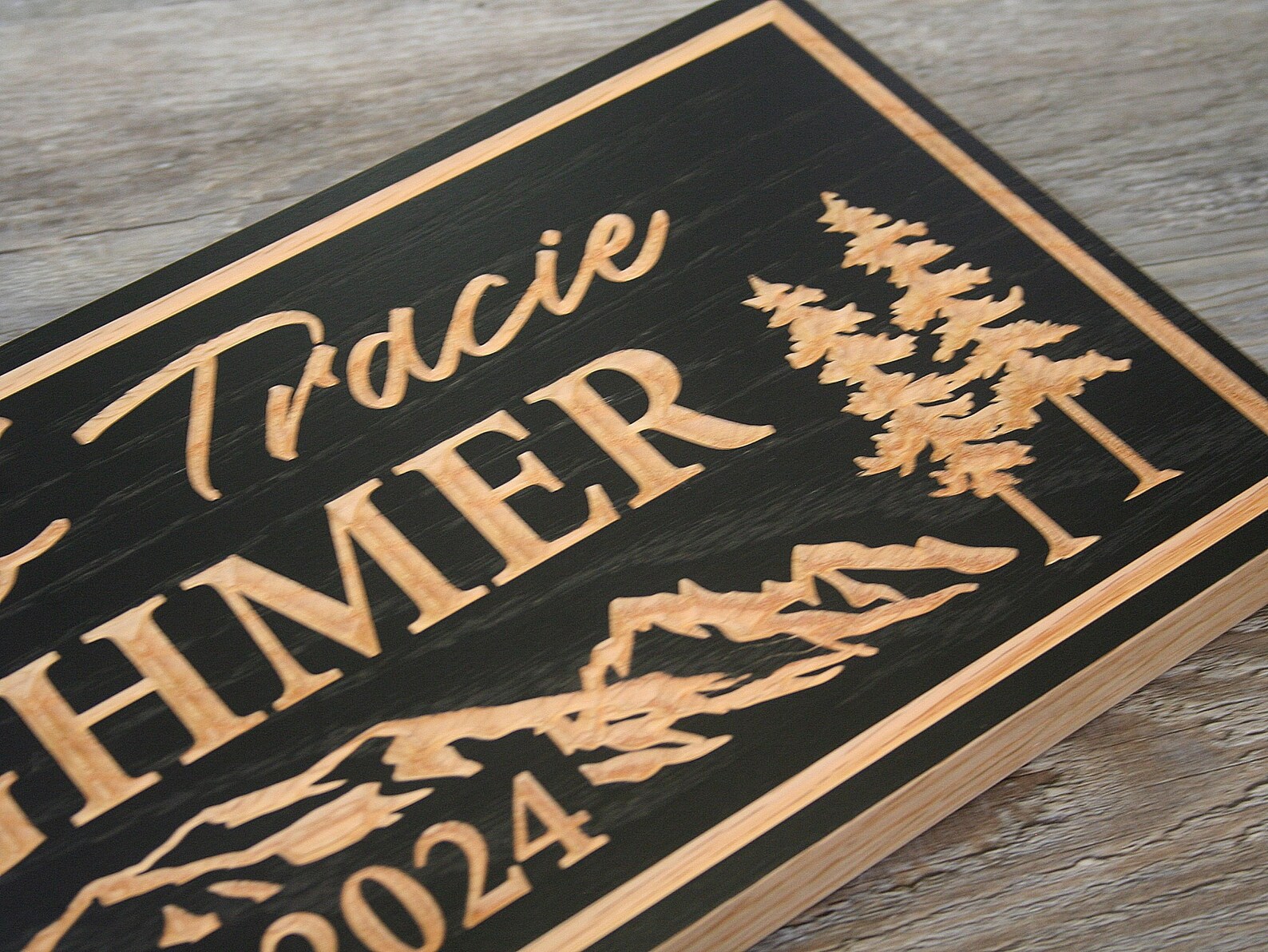 Custom Cabin Decor Rustic Cabin Sign With Trees Personalized Lake House ...