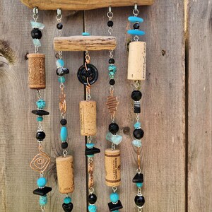 Wind Chime Suncatcher With Black and Aqua Blue Glass Beads. - Etsy