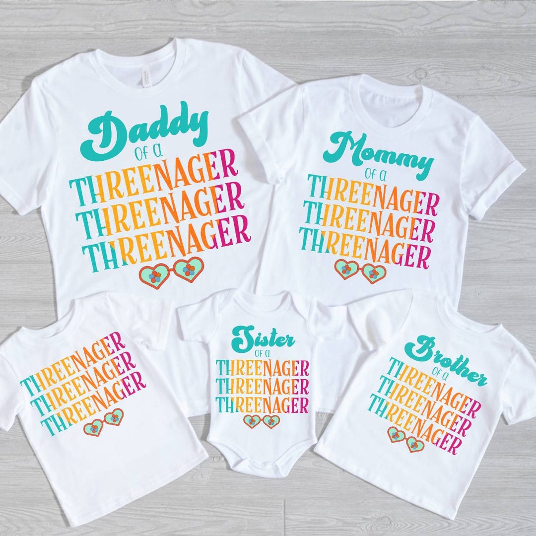Retro Matching Birthday Shirts, Three, Third Birthday, Threenager, 3rd ...
