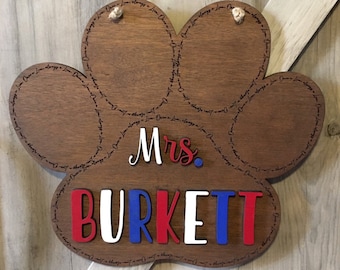 School Mascot Paw Print Door Sign - Etsy