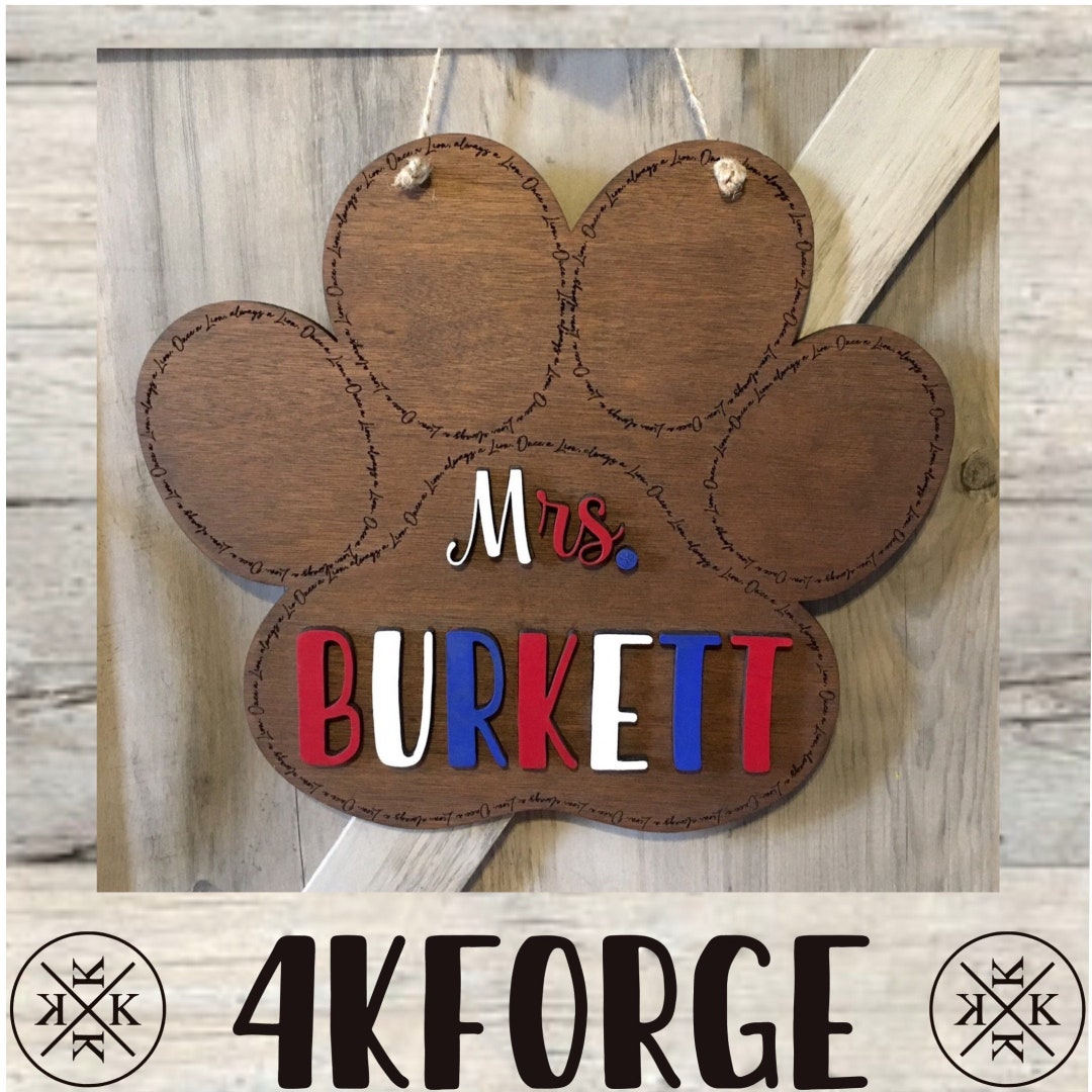 Personalized School Mascot Wooden Door Hanger | Teacher Gift | School ...
