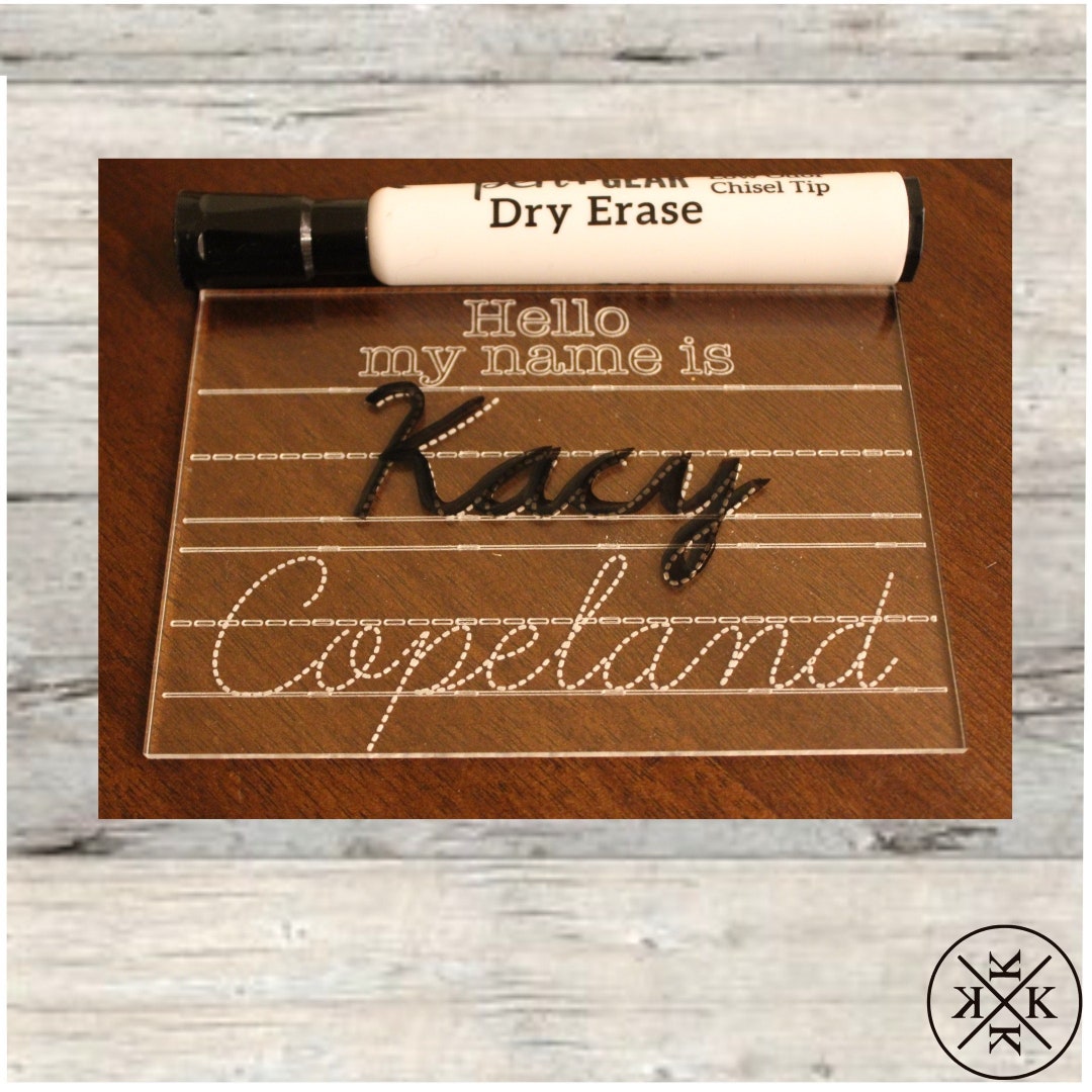 Cursive Name Writing Practice Laser Engraved Acrylic Dry Erase Name ...