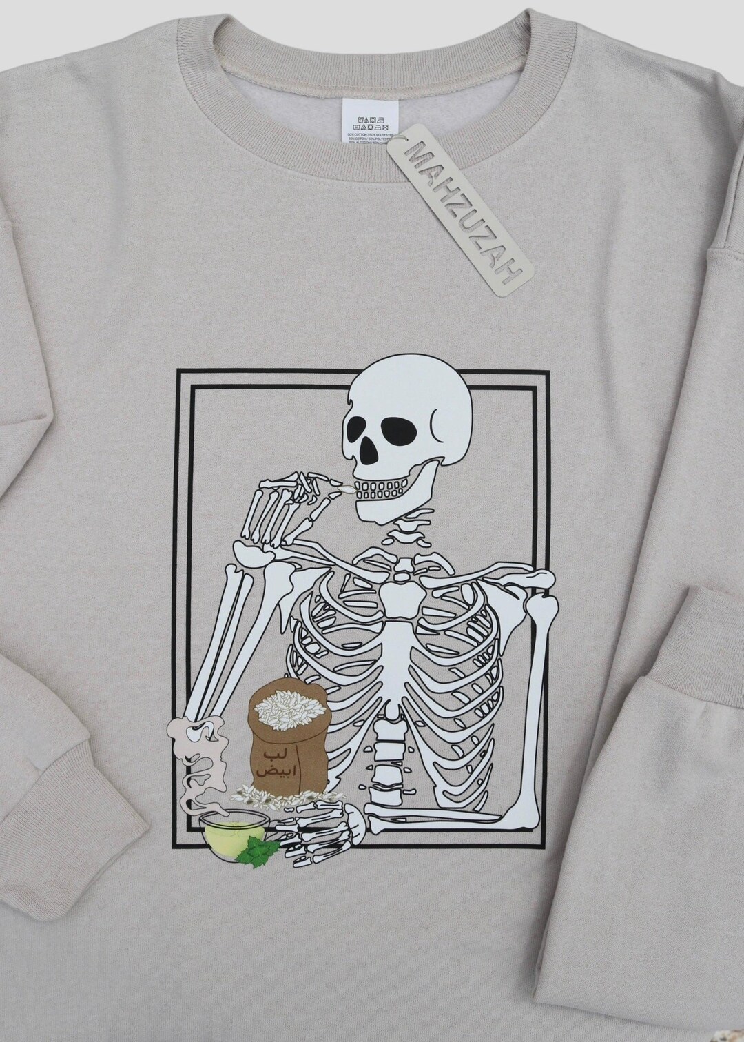 Skeleton Eating Lib (pumpkin Seeds) and Drinking Mint Tea Crewneck - Etsy
