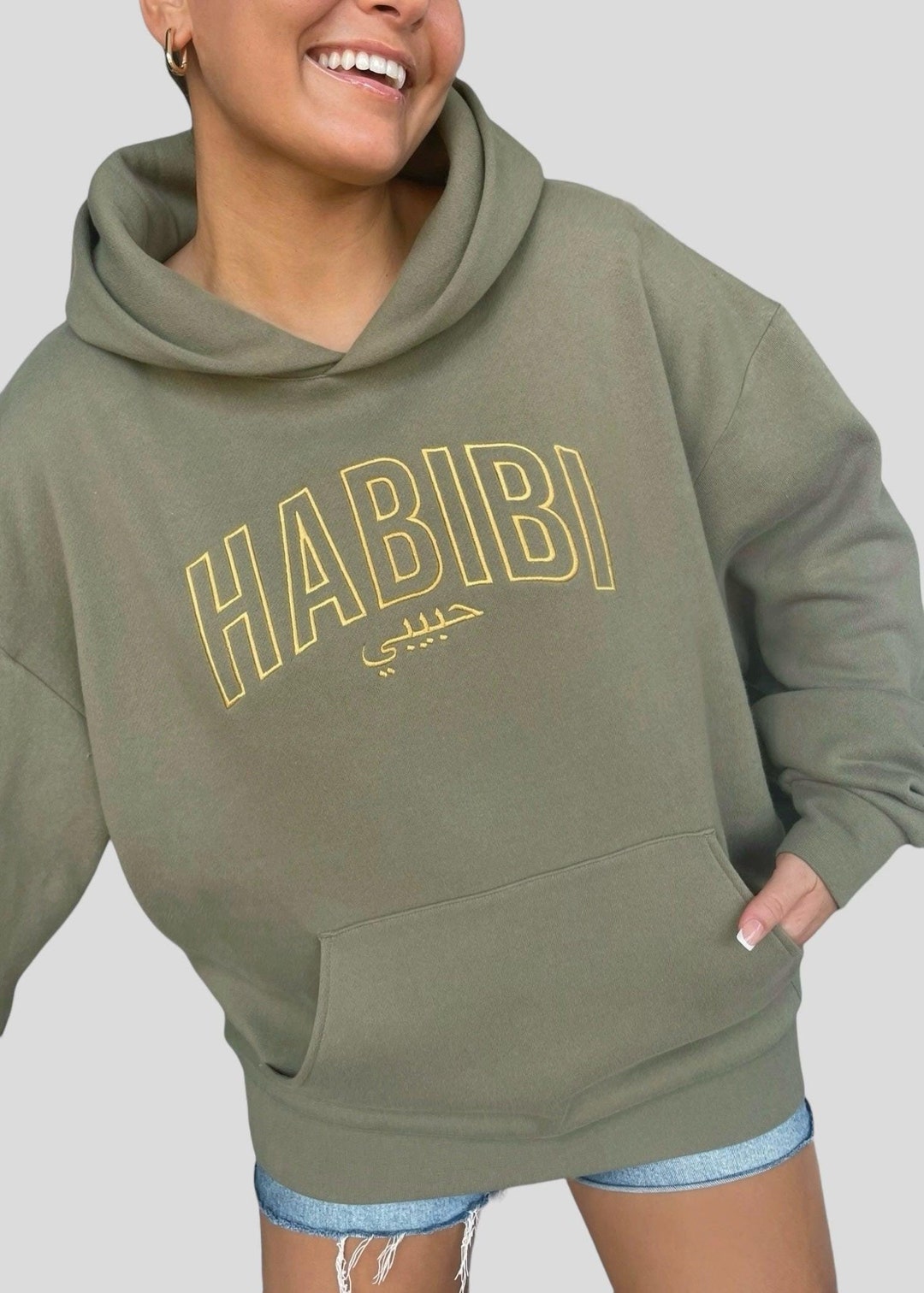 Unisex Embroidered Habibi Hoodie - Etsy