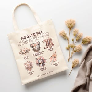 Armor of God Christian Tote, Faith-based Bible Verse- Scripture Bag ...